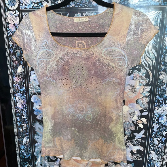 bfriends | Tops | Vintage Y2k Bedazzled Top | Poshmark